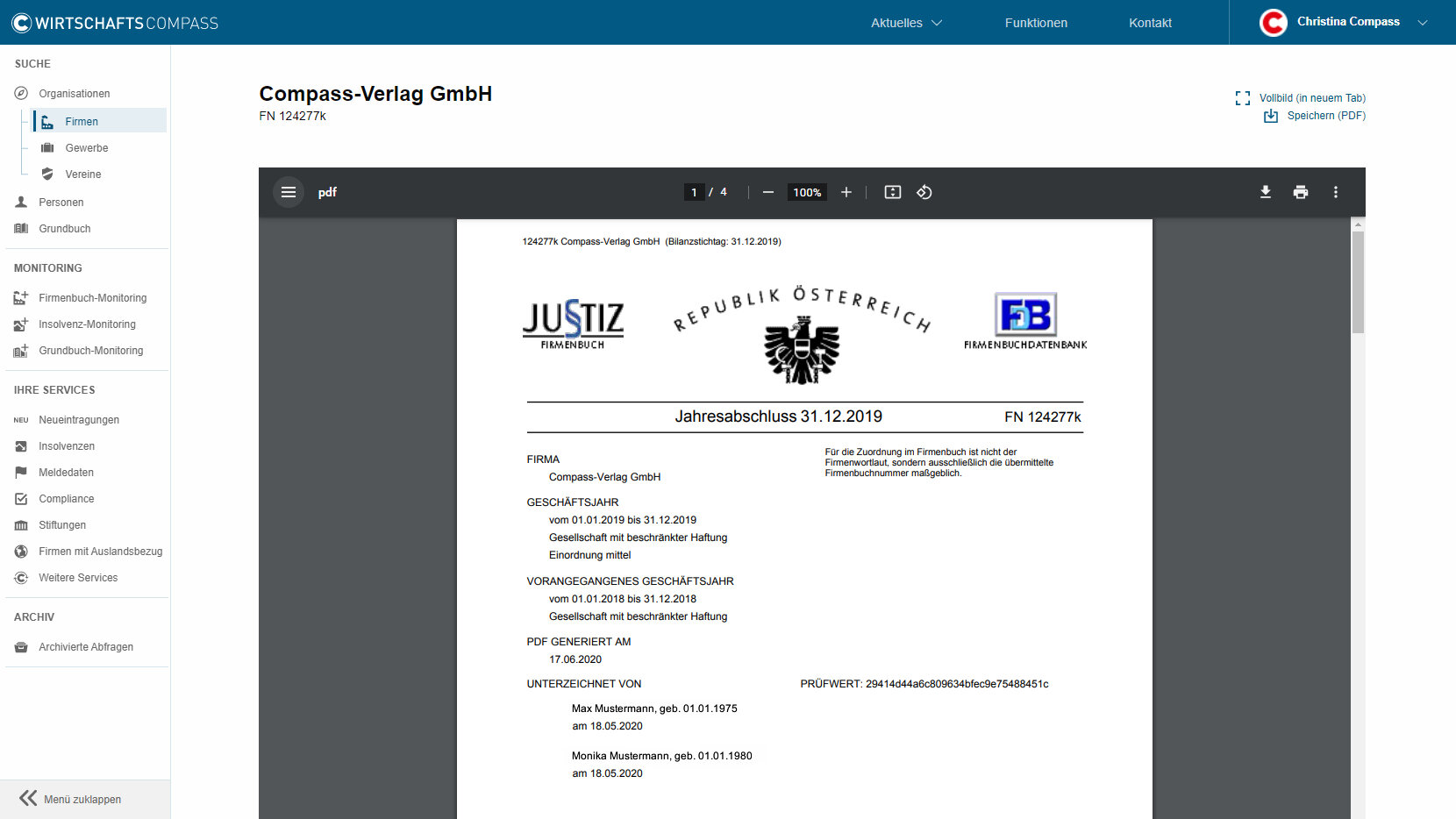 Firmenbuchauszüge & Urkunden | Wirtschafts-Compass
